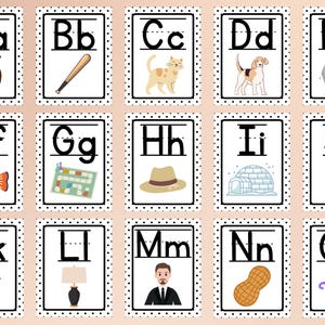 Black and White Alphabet Posters With Pictures for Elementary or ...