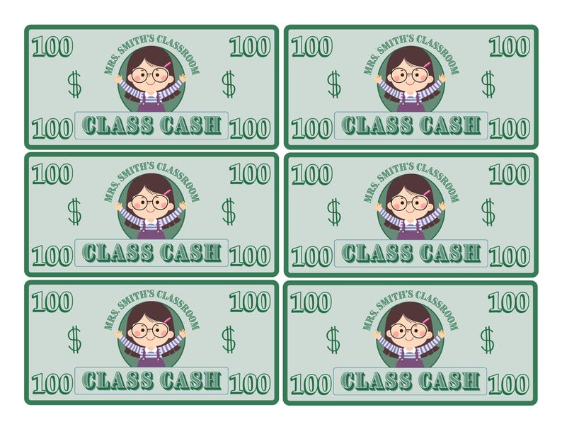 Editable Classroom Cash Template With Kid-themed Money - Etsy