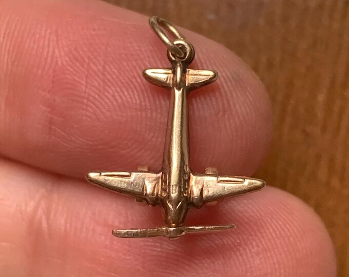 Vintage 10K Gold Airplane Air Plane Flying Moveable Movable Propeller ...