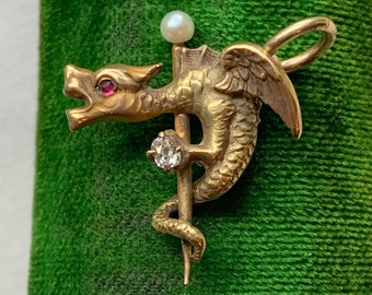 Antique Gold Dragon Stick Pin - Etsy