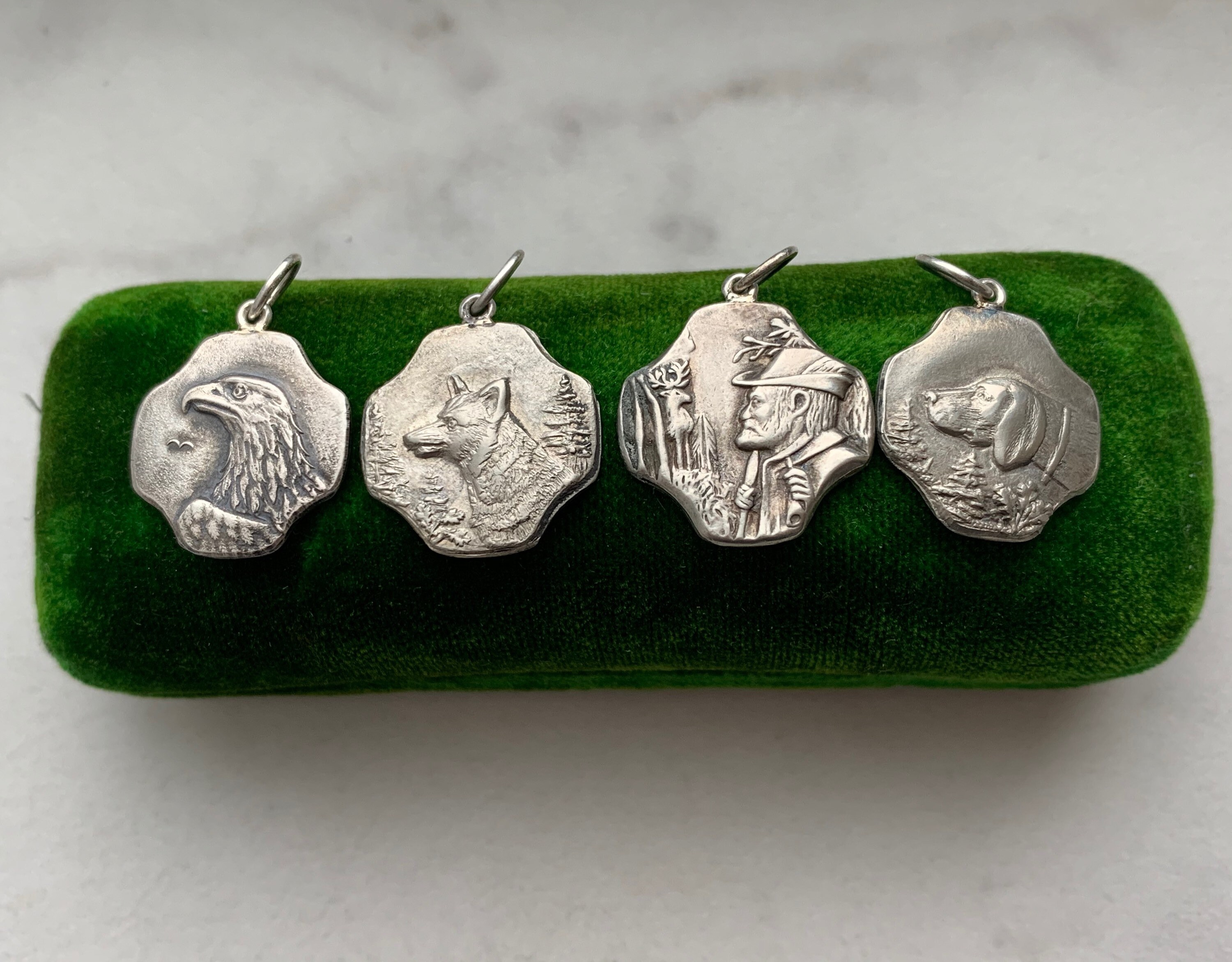 Antique Silver Eagle Bird Medal Converted Pendant Sterling Charm ...