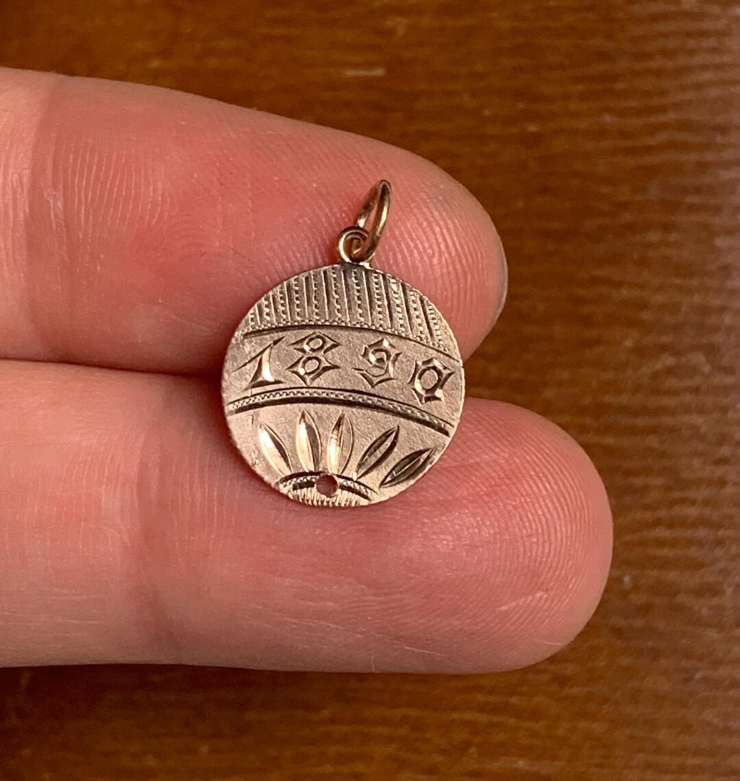 Antique 10K Rose Gold Love Token Coin 1890 Engraved BC CB Pendant - Etsy
