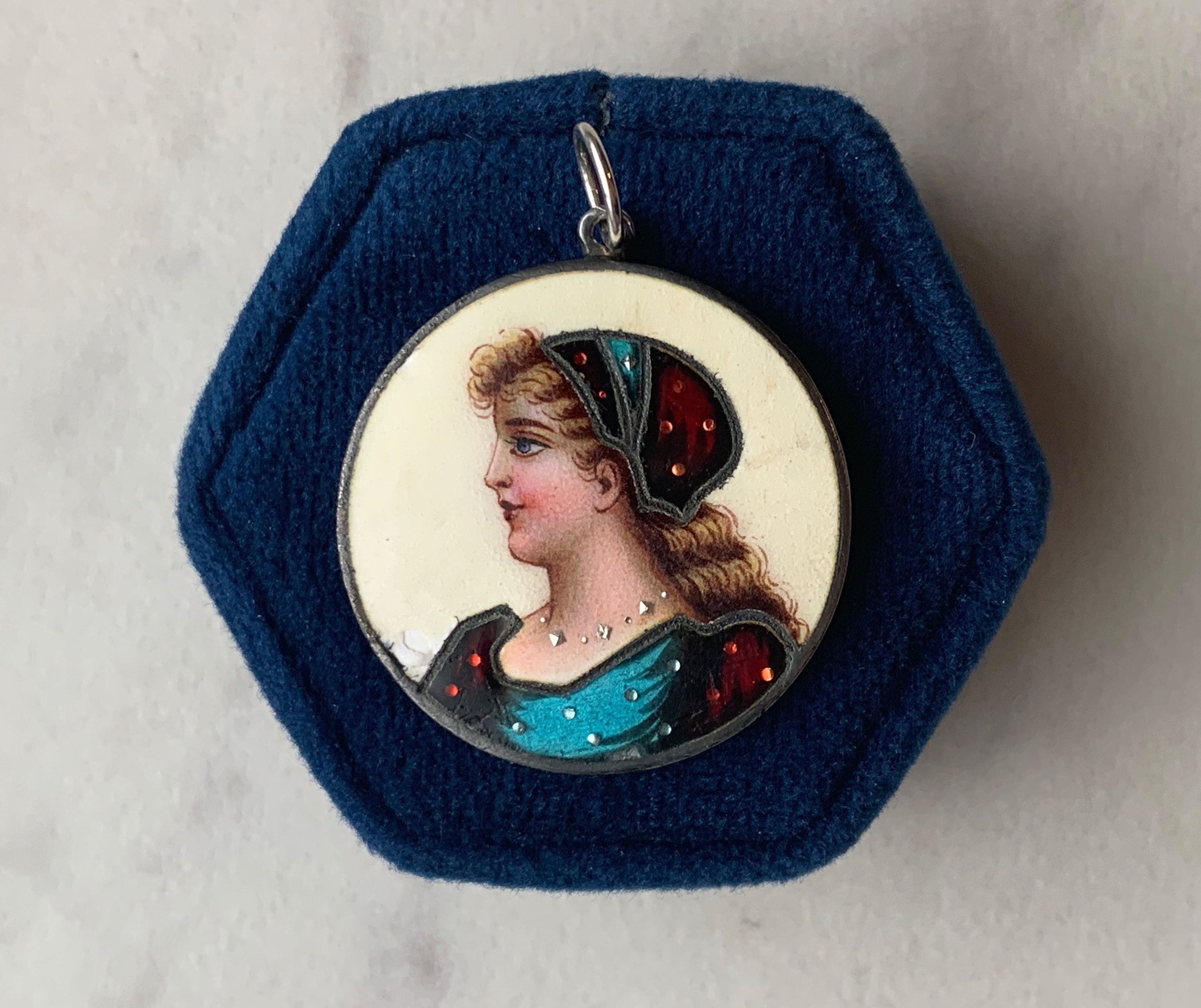 Antique Sterling Silver Enamel Portrait Woman Lady Woman - Etsy