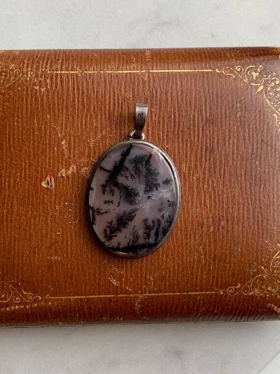 Vintage Sterling Silver 925 Agate Pendant - Gem