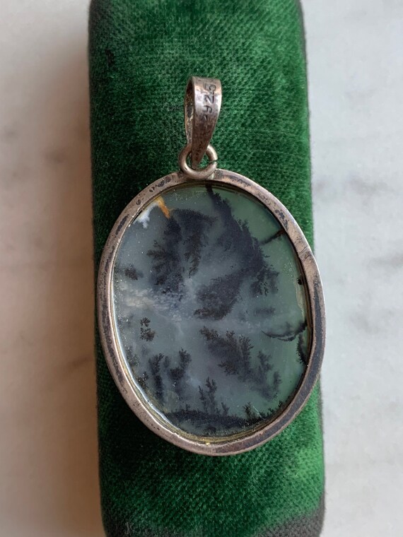 Vintage Sterling Silver 925 Agate Pendant - Gem