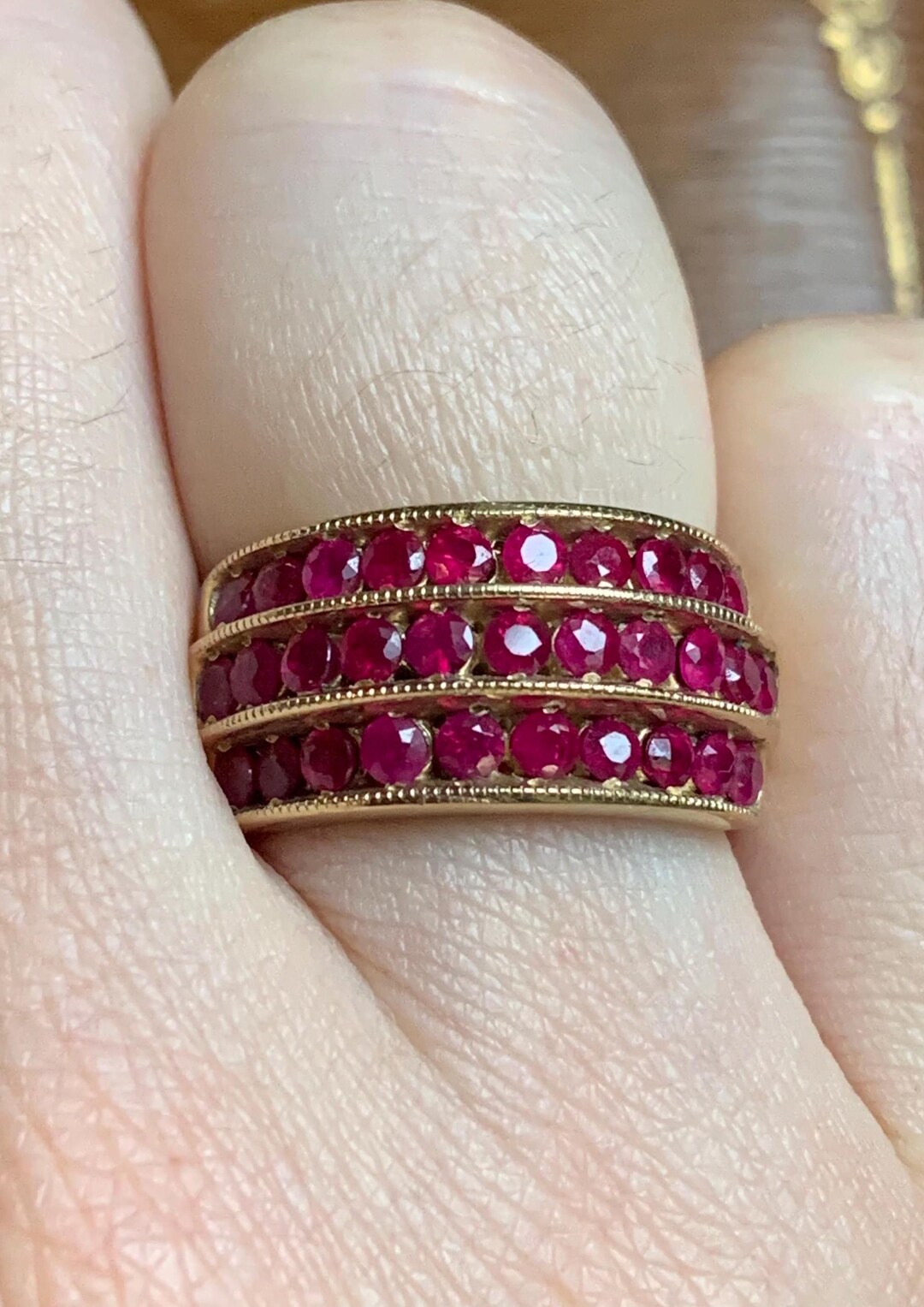 Vintage 10K Yellow Gold Natural Ruby Ring - Etsy