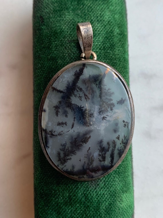 Vintage Sterling Silver 925 Agate Pendant - Gem