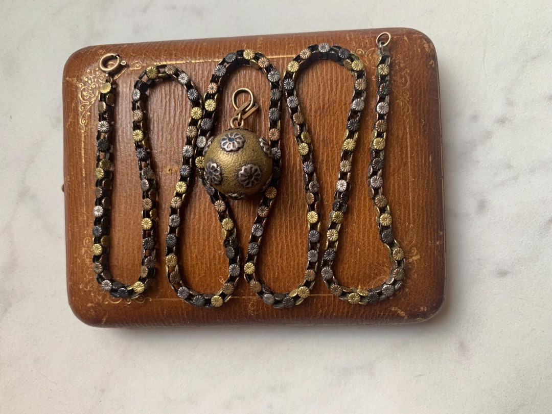 Victorian Shakudo Gold Silver Copper Bronze Mixed Metal Floral Flower ...