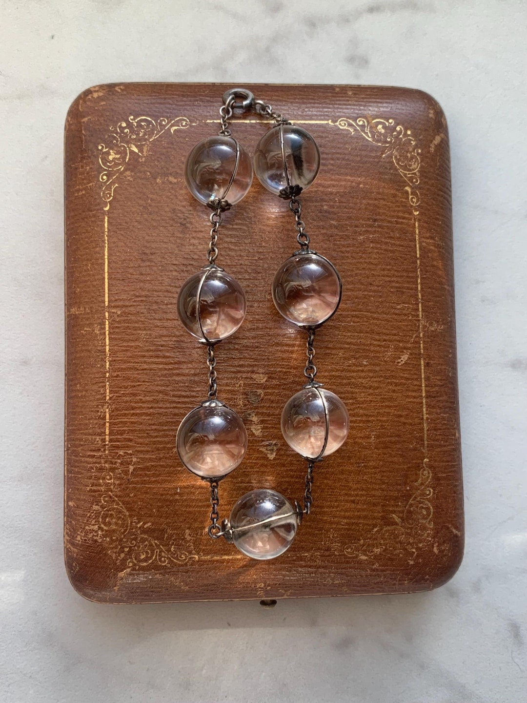Art Deco Vintage Sterling Silver Pools of Light Rock Crystal Link ...