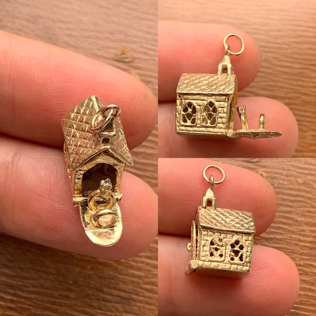 Vintage 14K 585 Yellow Gold Wedding Church Ring Engagement Moveable ...