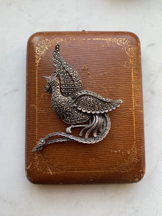 vintage chicken rooster brooch - Gem