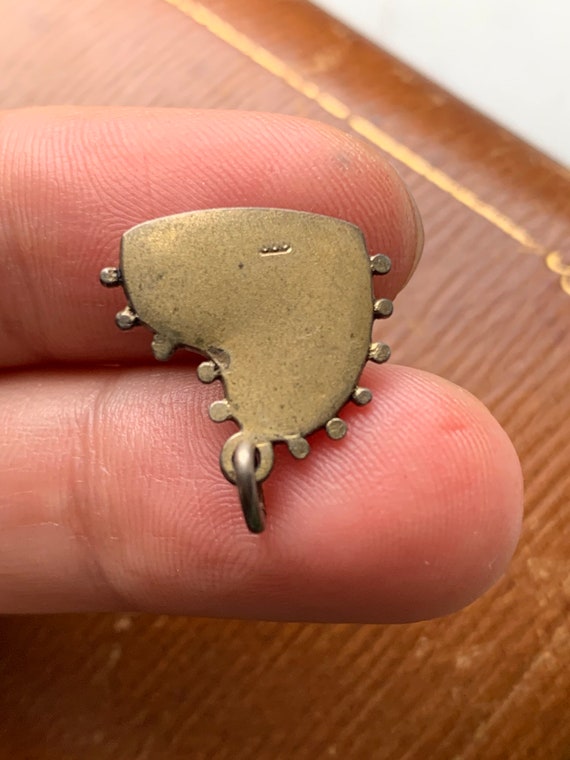 Antique 900 800 Silver Enamel Paste Crown Hat Heart L… - Gem