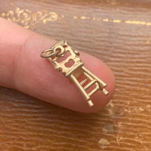 Vintage 14K 585 Yellow Gold High Chair Baby Moveable Movable Pendant ...