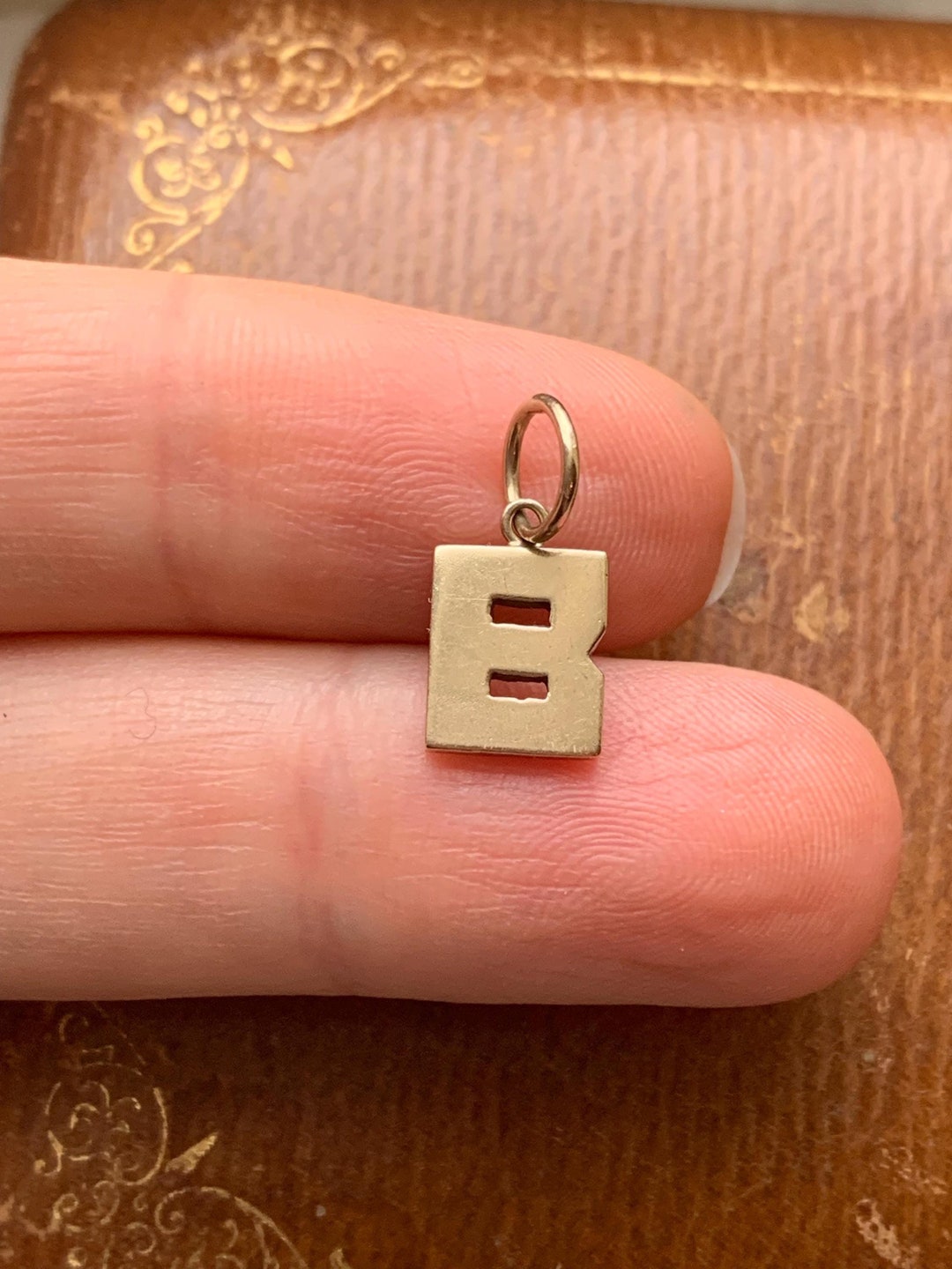 Vintage 14K 585 Gold B Letter Pendant Charm - Etsy