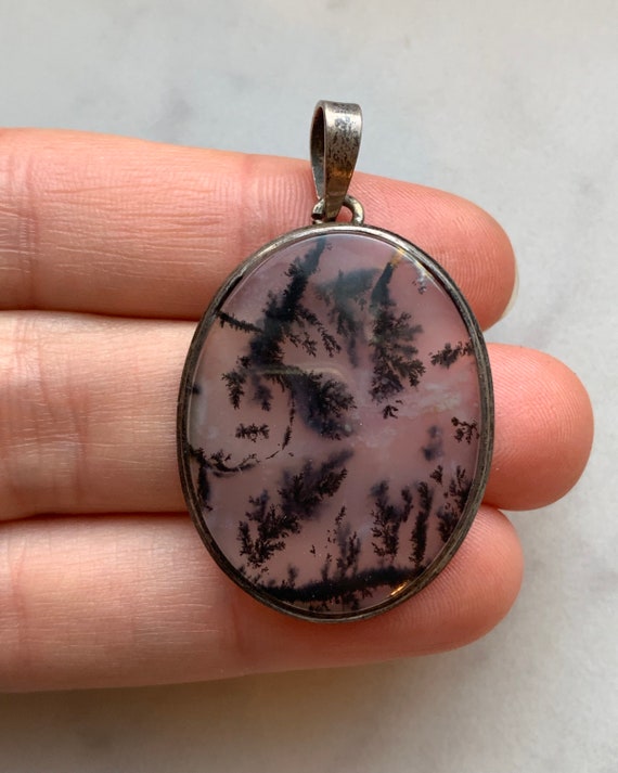 Vintage Sterling Silver 925 Agate Pendant - Gem