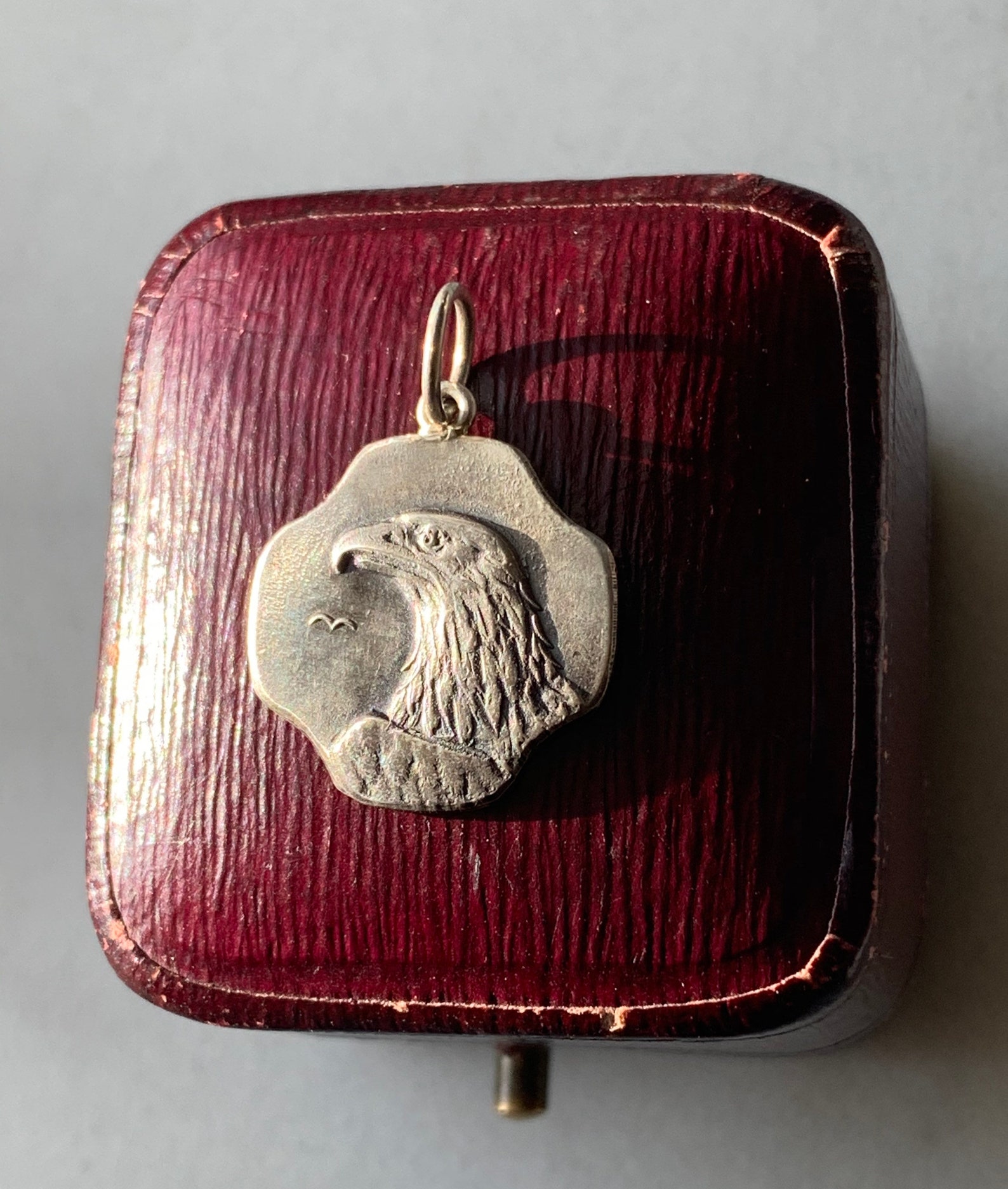 Antique Silver Eagle Bird Medal Converted Pendant Sterling Charm ...