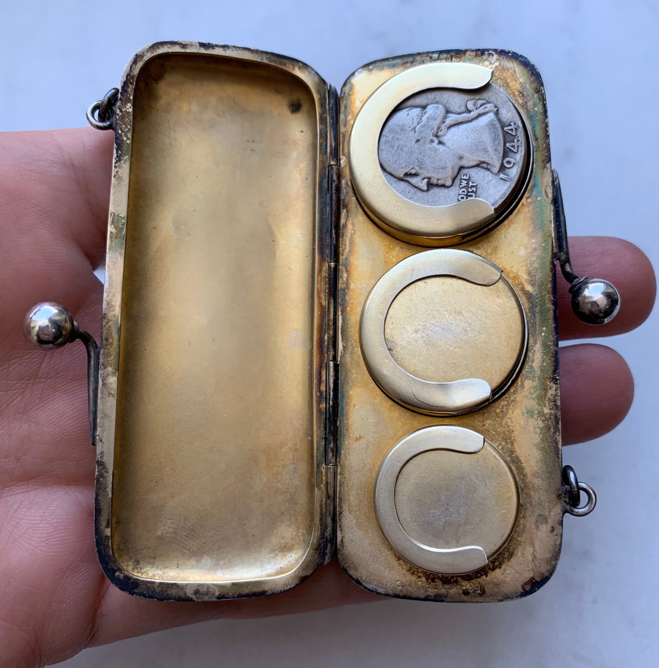 Antique Theodore W Foster & Brothers Bro. Sterling Silver 925 Gilt Coin ...