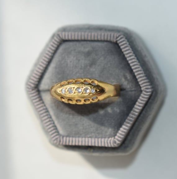 Antique 18K 18ct 750 Yellow Gold Rose Cut Diamond Fiv… - Gem