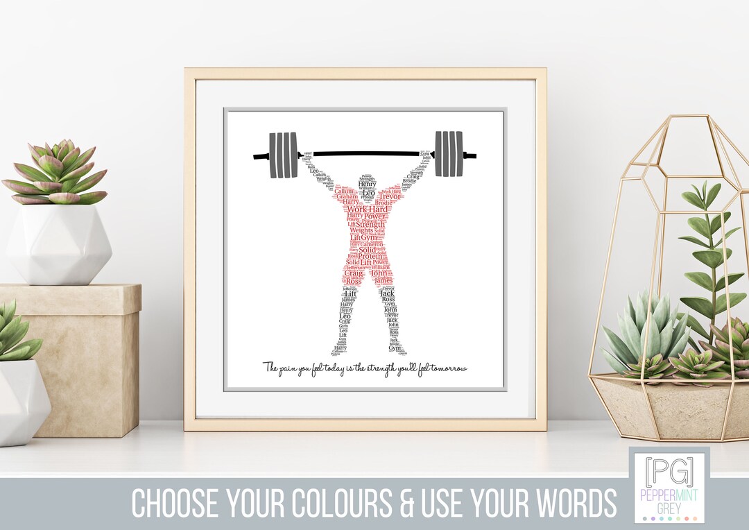 Weighlifting Gift Weightlifter Word Art Printable Gift Personalized ...