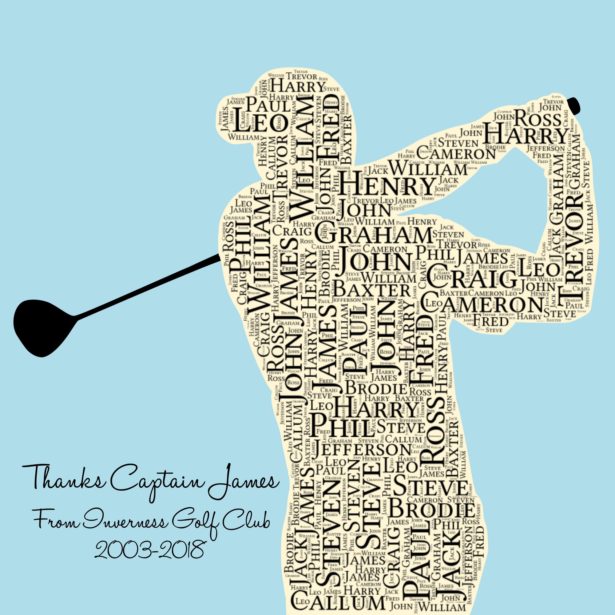 Golf Captain Gift Golfer Word Art Printable Gift Personalized Gift ...