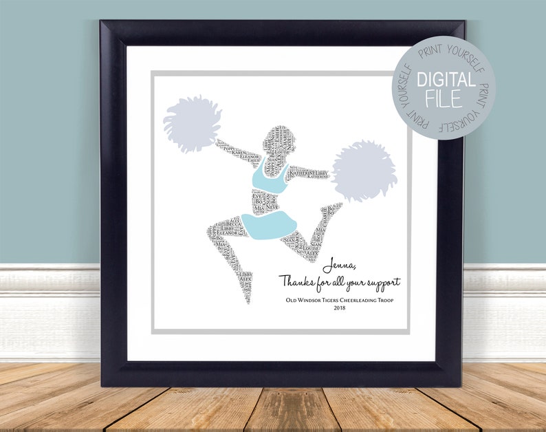 Cheerleader Gift Cheerleading Word Art Printable Gift Personalized Gift ...