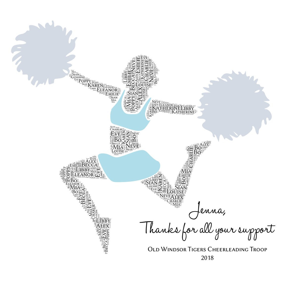 Cheerleader Gift Cheerleading Word Art Printable Gift Personalized Gift ...