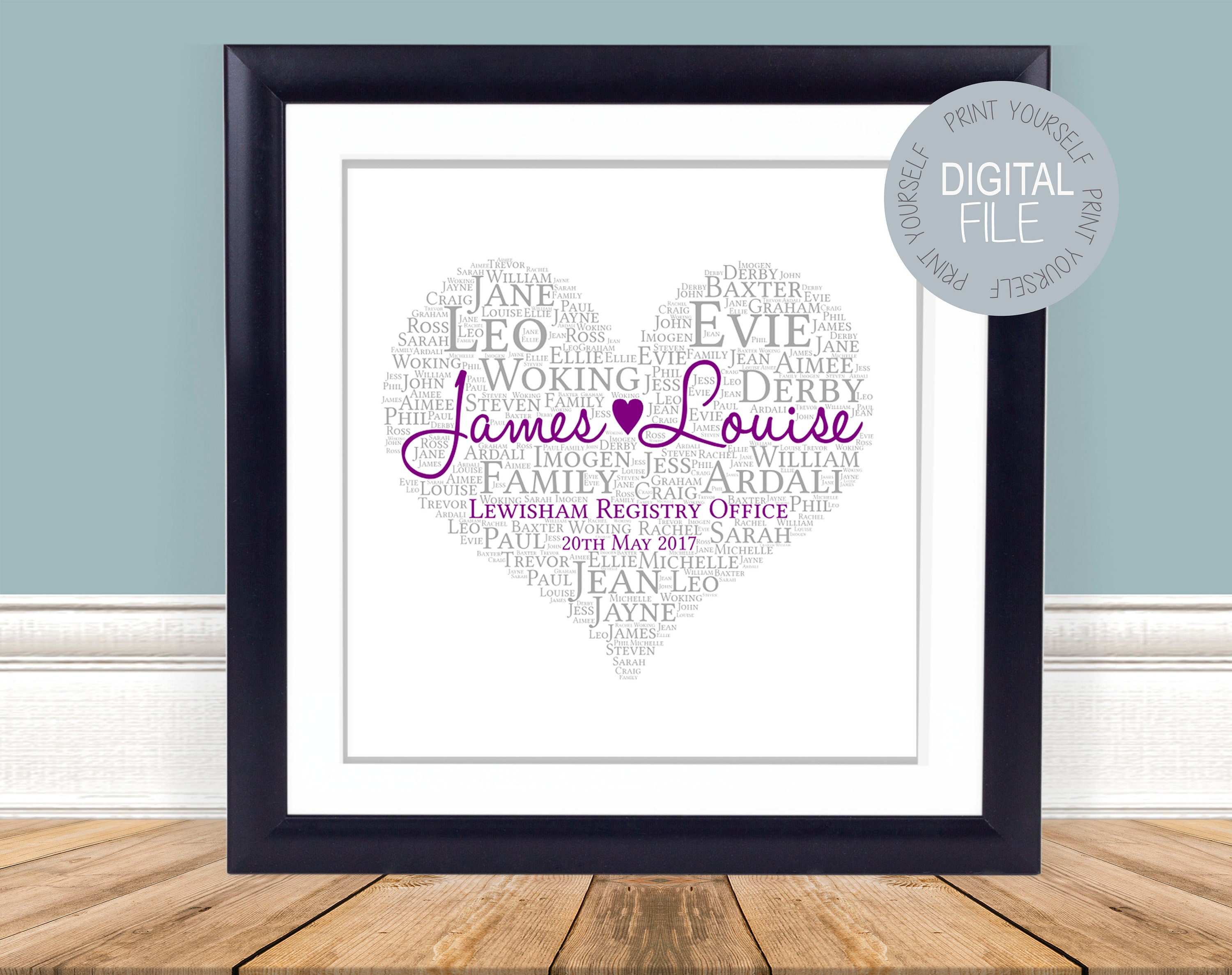 Custom WEDDING PRESENT Custom Word Art Gift Personalised - Etsy