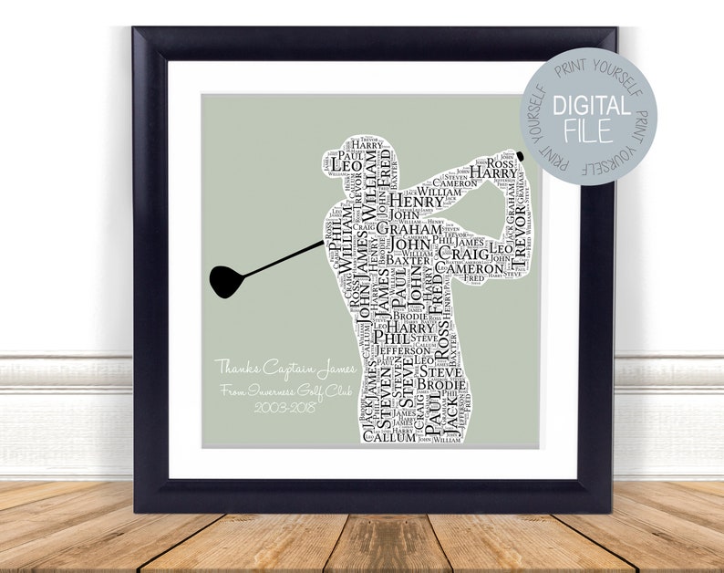 Golf Captain Gift Golfer Word Art Printable Gift Personalized Gift ...