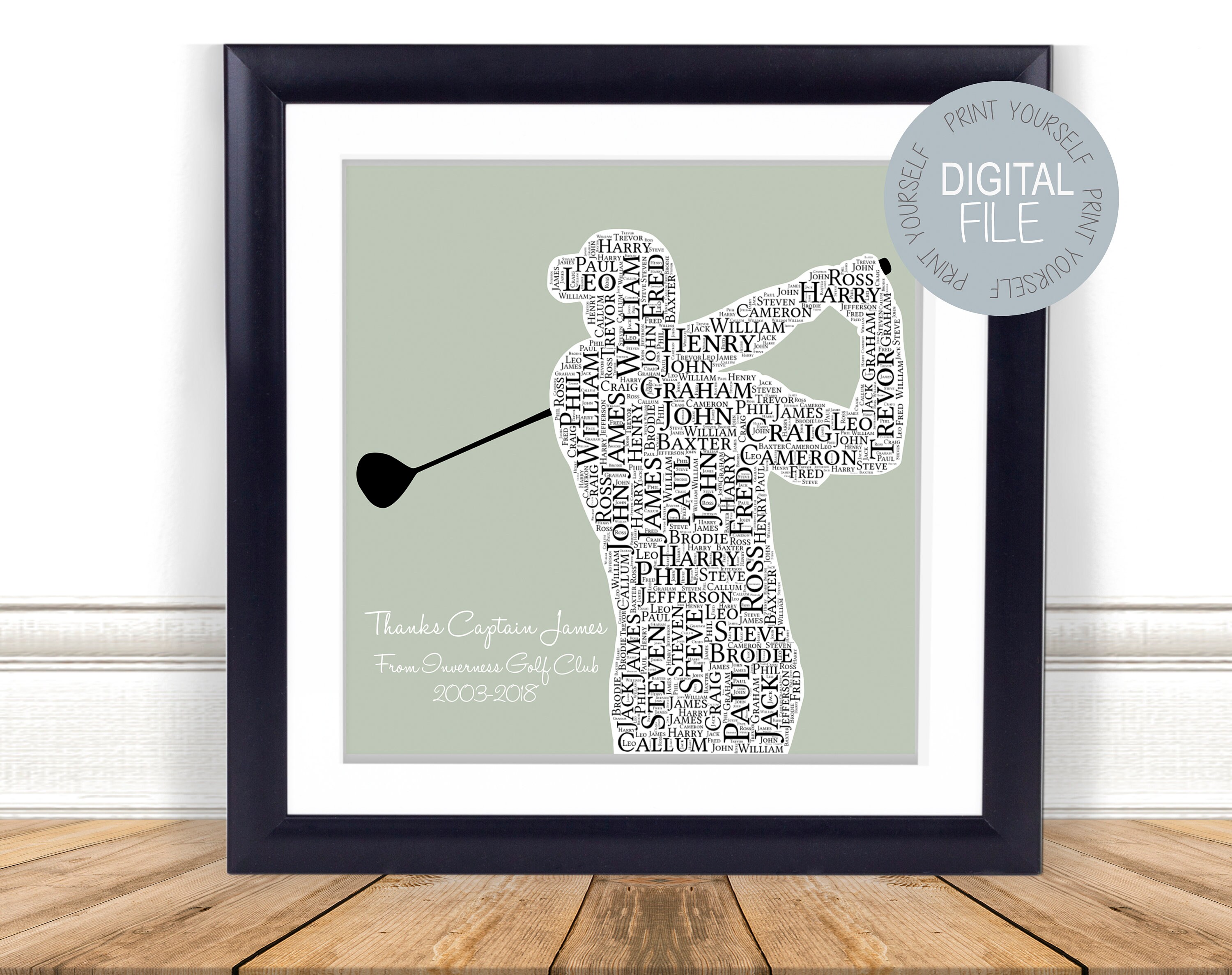 Golf Captain Gift Golfer Word Art Printable Gift Personalized Gift ...