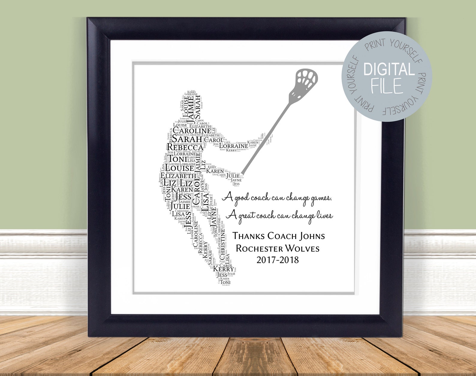 Lacrosse Coach Gift Lacrosse Word Art Printable Gift Personalized Gift ...