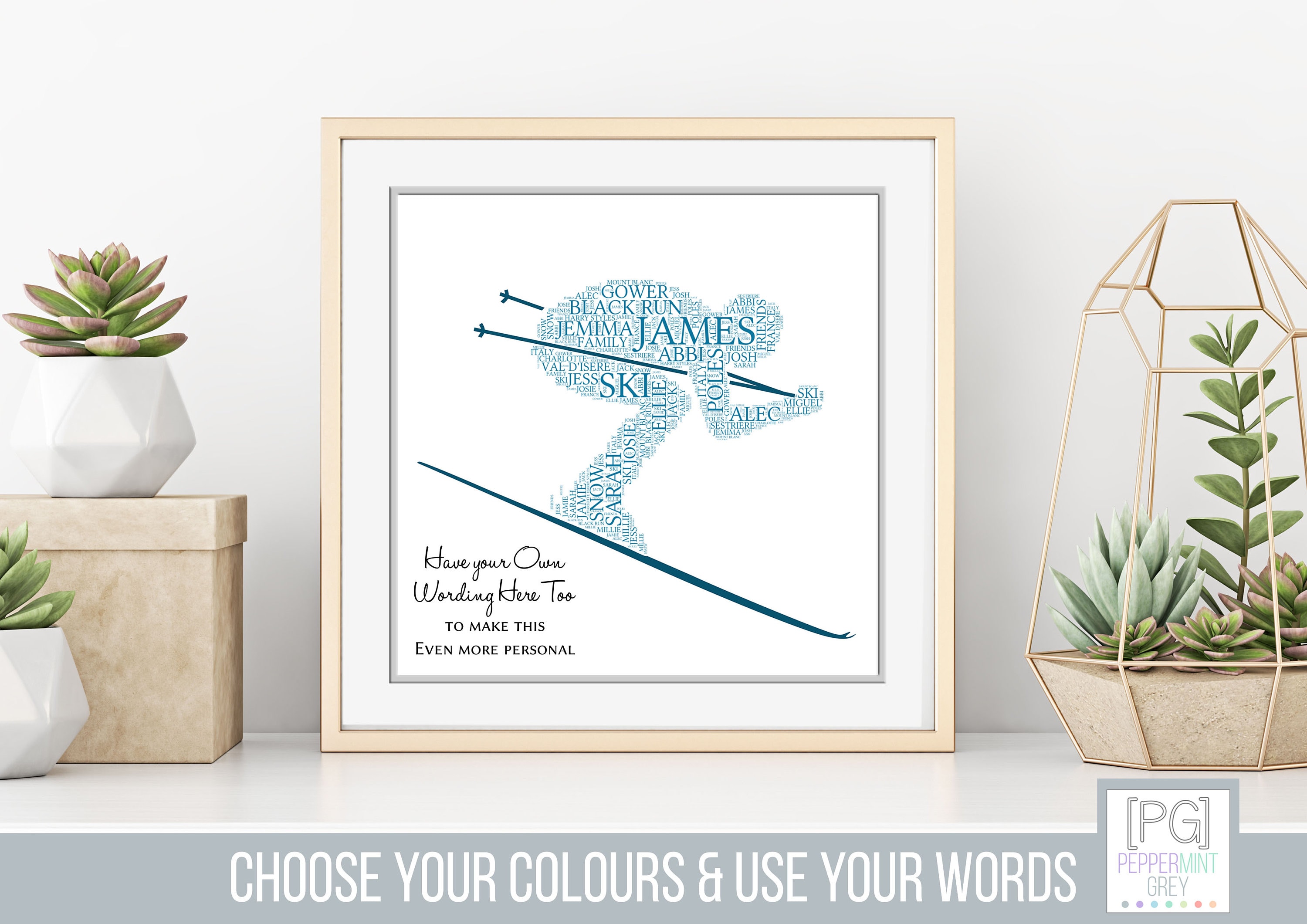 Personalized Skiier Gift Custom Skiing Word Art - Etsy