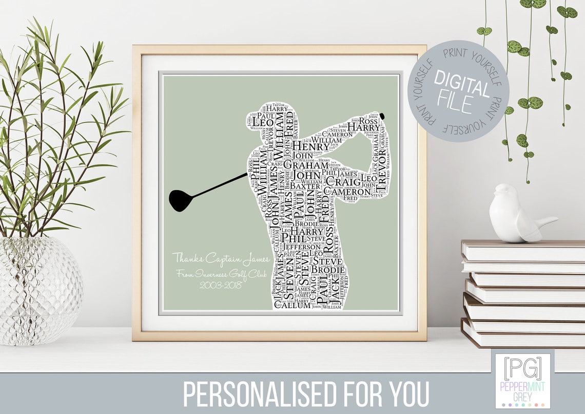 Golf Captain Gift Golfer Word Art Printable Gift - Etsy