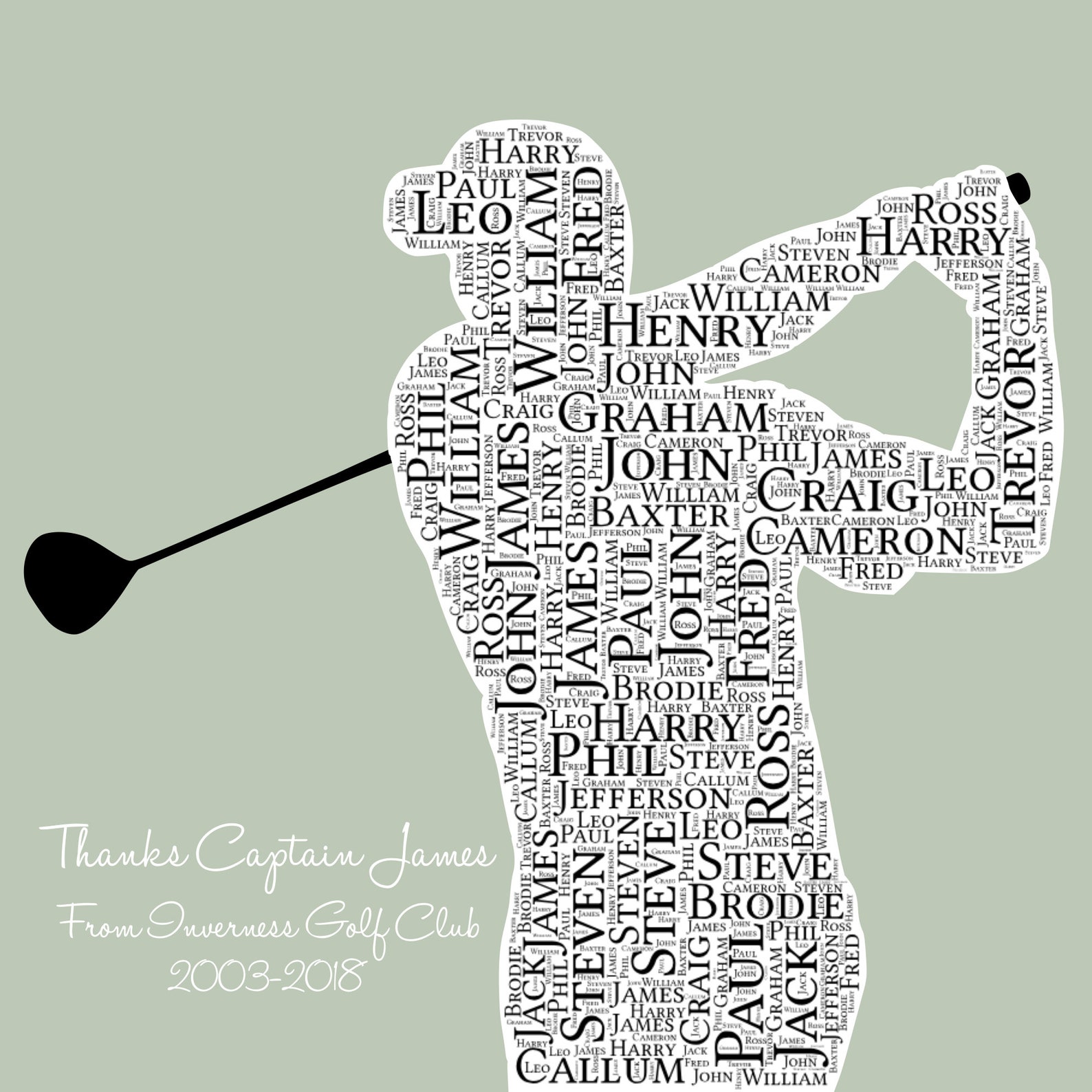 Golf Captain Gift Golfer Word Art Printable Gift Personalized Gift ...