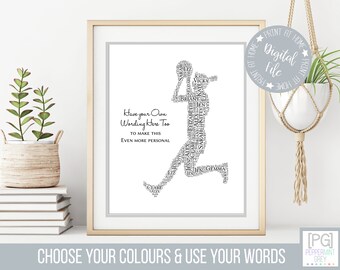 Personalised PRINTABLE Netball Word Art Gift Netball Player Gifts Print ...