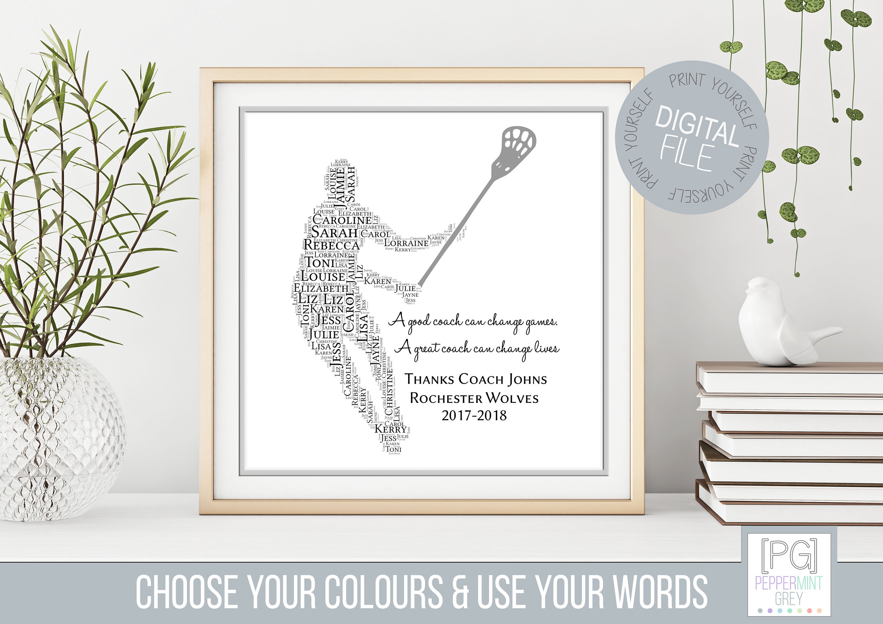 Lacrosse Coach Gift Lacrosse Word Art Printable Gift Personalized Gift ...