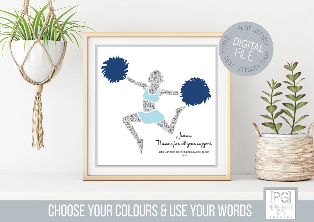 Cheerleader Gift Cheerleading Word Art Printable Gift Personalized Gift ...