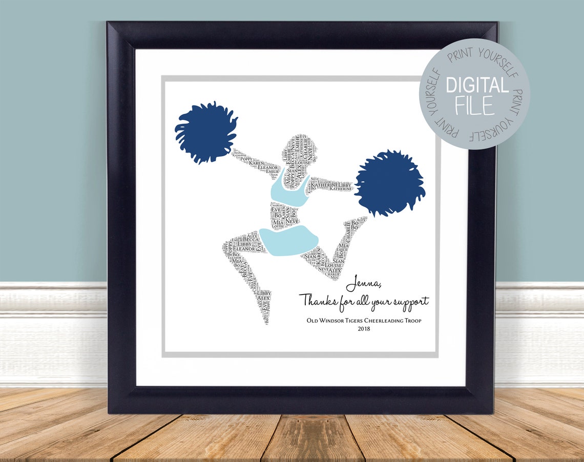 Cheerleader Gift Cheerleading Word Art Printable Gift Personalized Gift ...