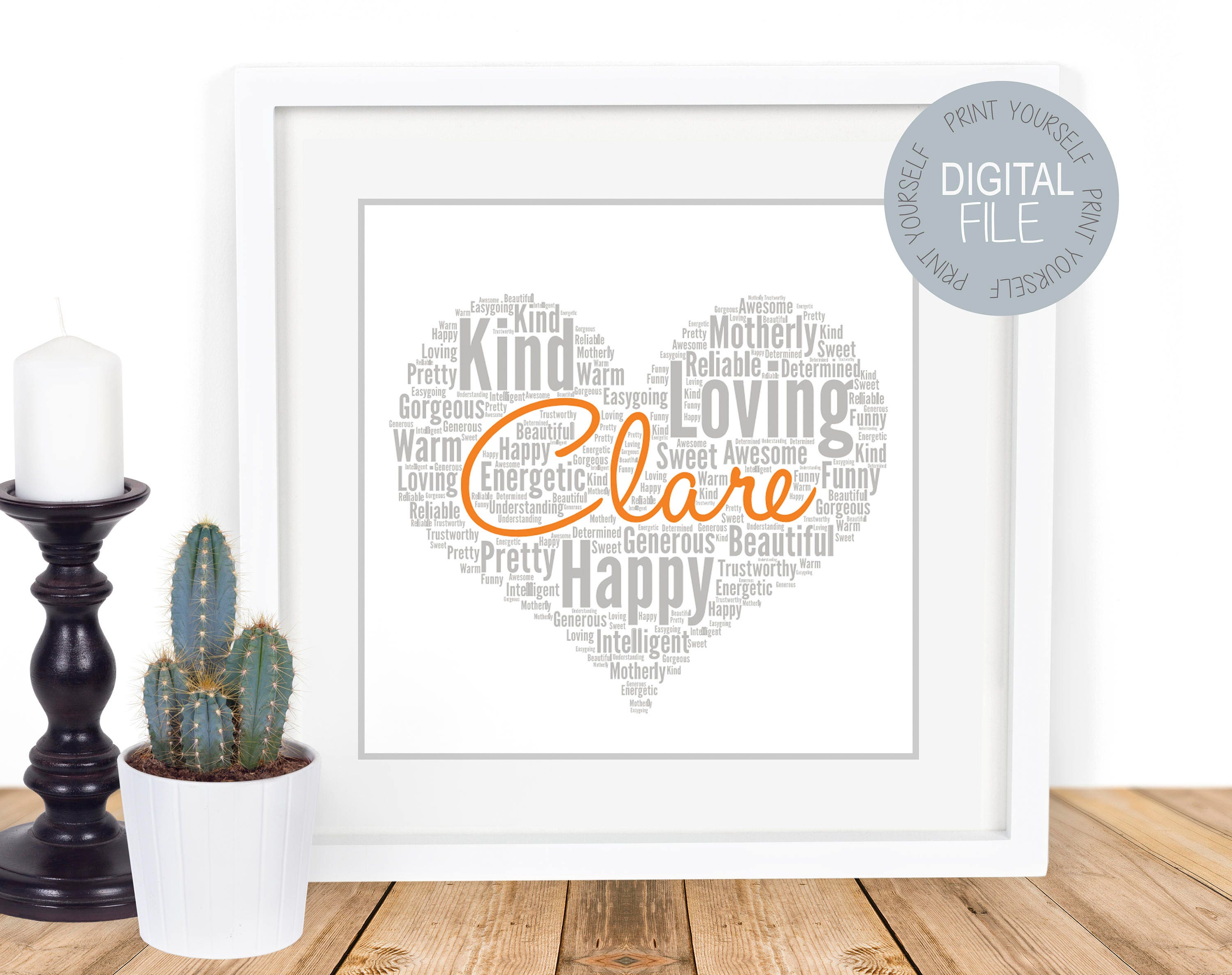 Word Art Gift Personalised Birthday Word Art Printable Gift ...