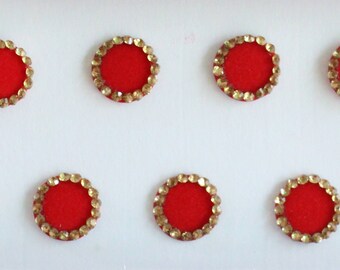 Bridal Red Round Bindis with Gold Stone Outline Round | Etsy