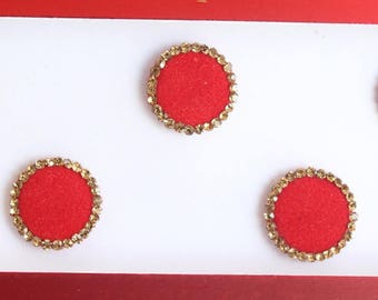 Bridal Red Round Bindis with Gold Stone Outline Round | Etsy