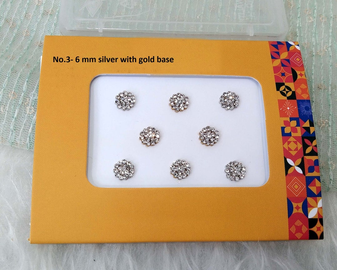 Bindi Silver Round Bindis ,bridal Gold Bindis,face Jewels Bindis,gold ...