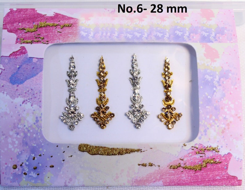 Bindi Long Gold Silver Face Bindis Jewelslong Bindis - Etsy