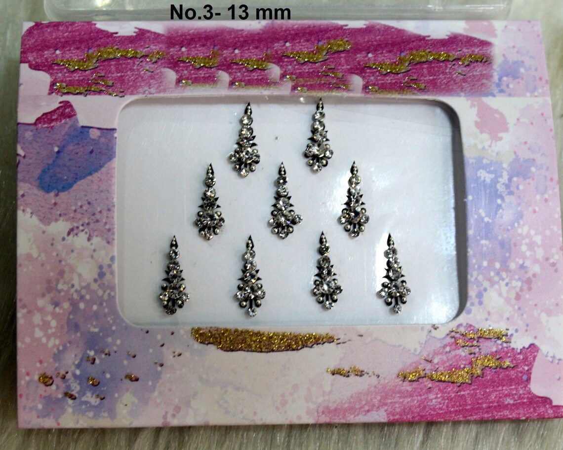 Silver Bindis Face Stickers With Black Basewedding - Etsy