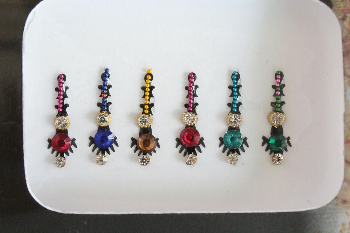 2 Packs Colored Long Face Bindi StickersBridal Bindis | Etsy