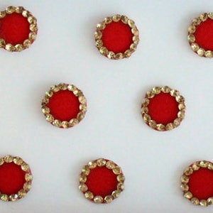 Bindis Plain Red Round Bindis With Gold Stones Outline,round Bindis ...