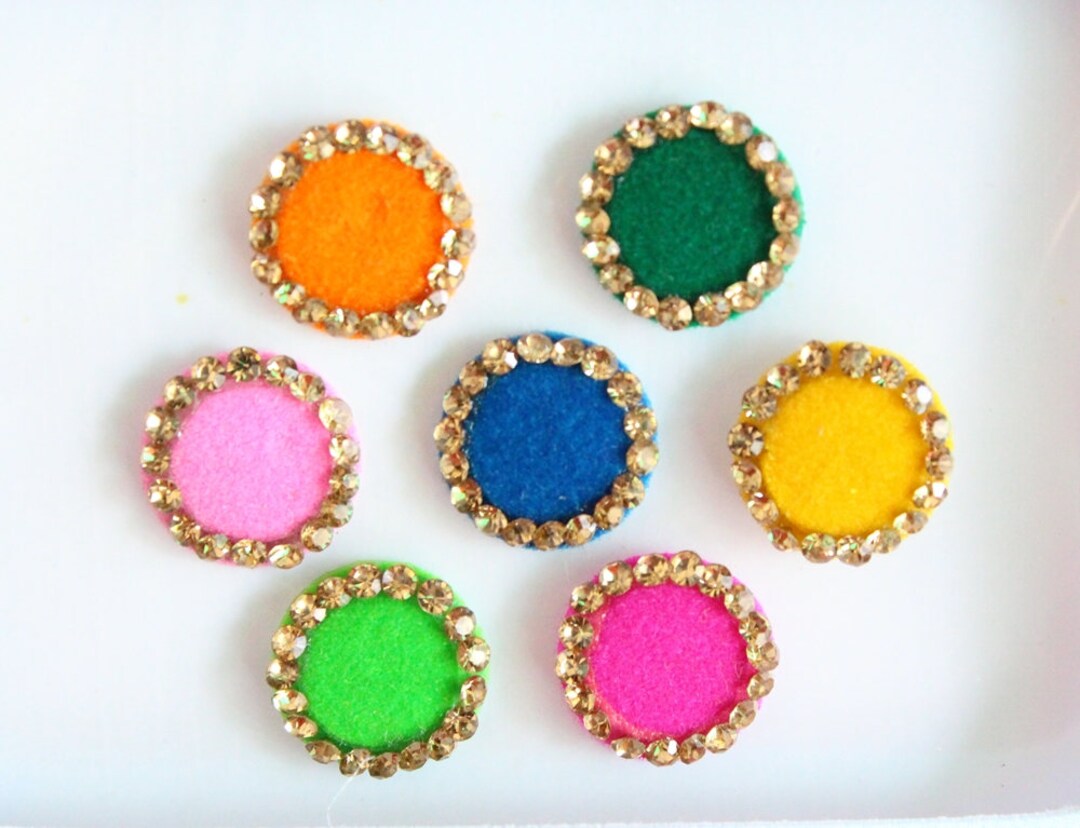 Bindis Multicolor Round Bindis Gold Stone,bridal Round Bindis,velvet ...