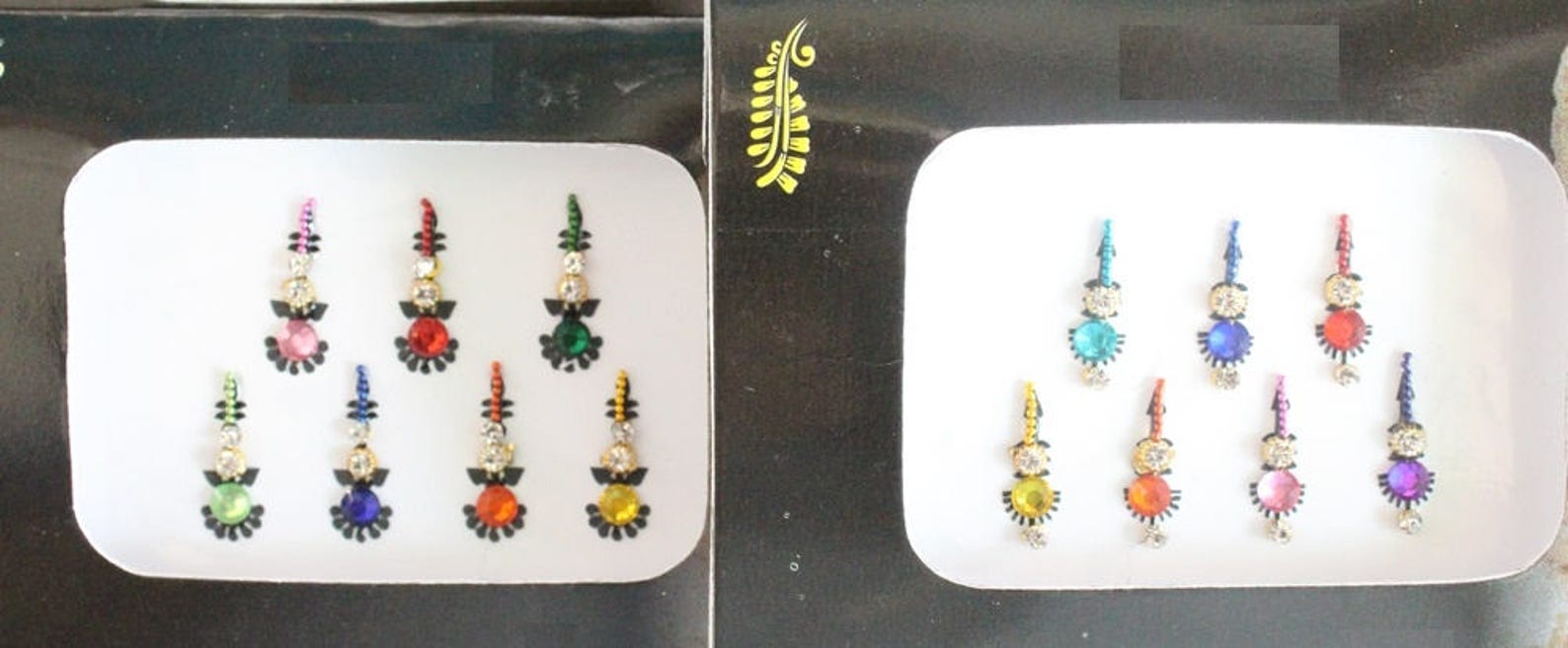 2 Packs Colored Long Face Bindi Stickersbridal Bindis - Etsy