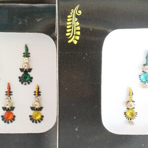 2 Packs Colored Long Face Bindi Stickers,bridal Bindis Stickers,long ...