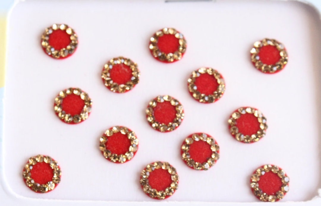 Red Round Bindis ,round Bindis,velvet Red Bindis,wedding Round Red Face ...