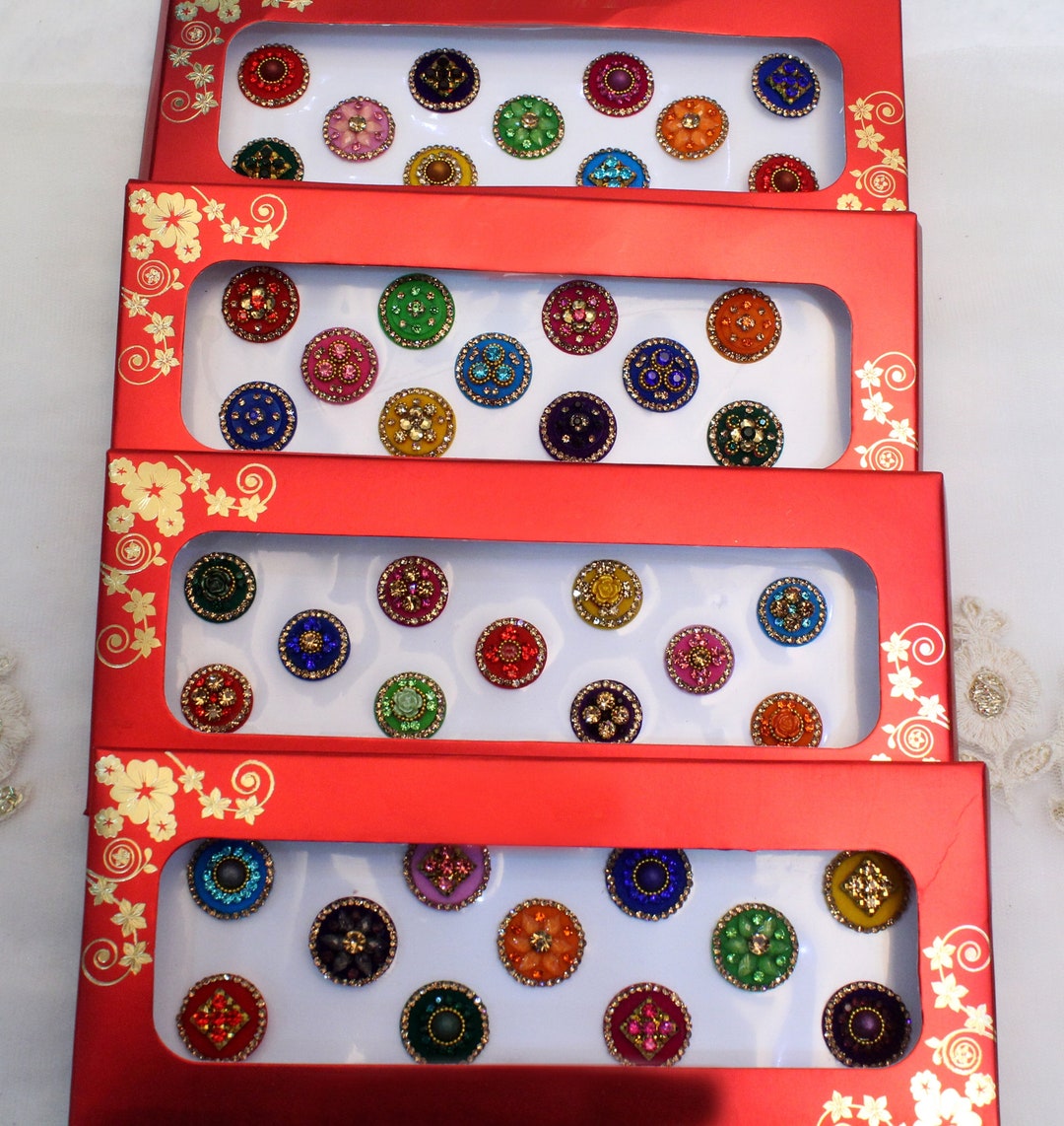 Bindis Big Round Multicolored Bridal Bindis ,indian Color Round Bindis ...